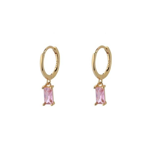 The Lov Pink CZ Dangle Hoop Huggies – Fora Jewellery